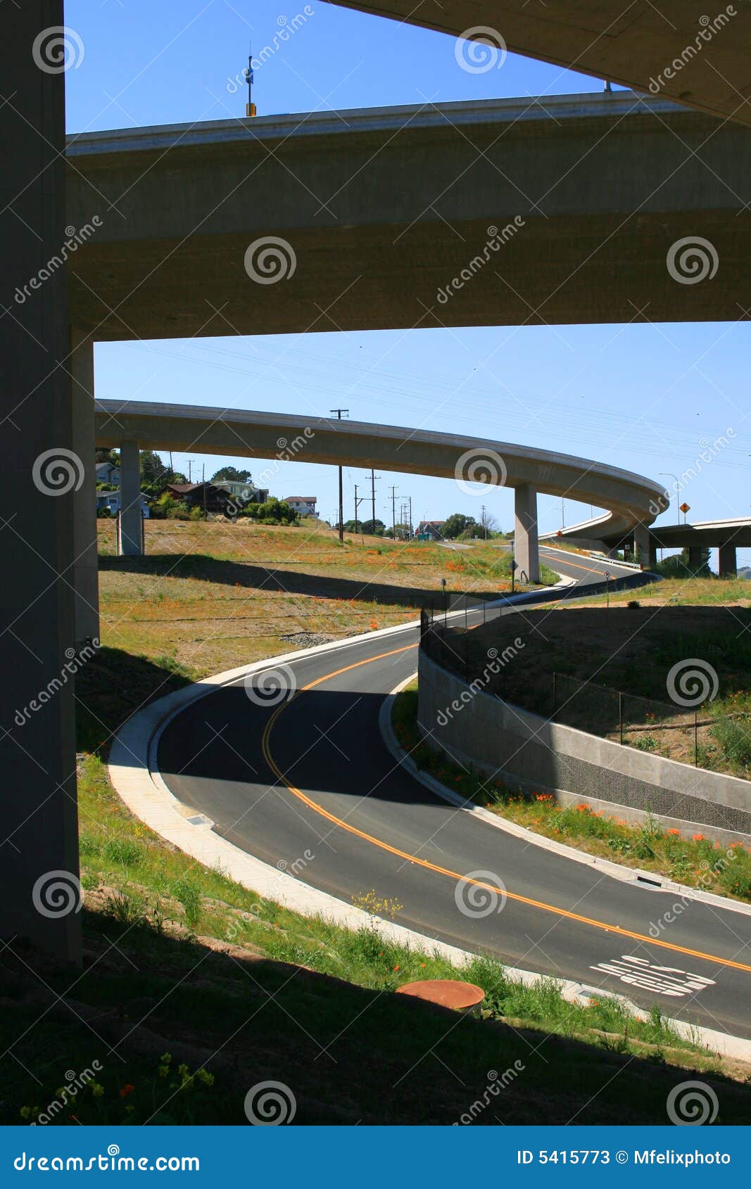 Road Under the Freeway Ramps Stock Image - Image of empty, double: 5415773