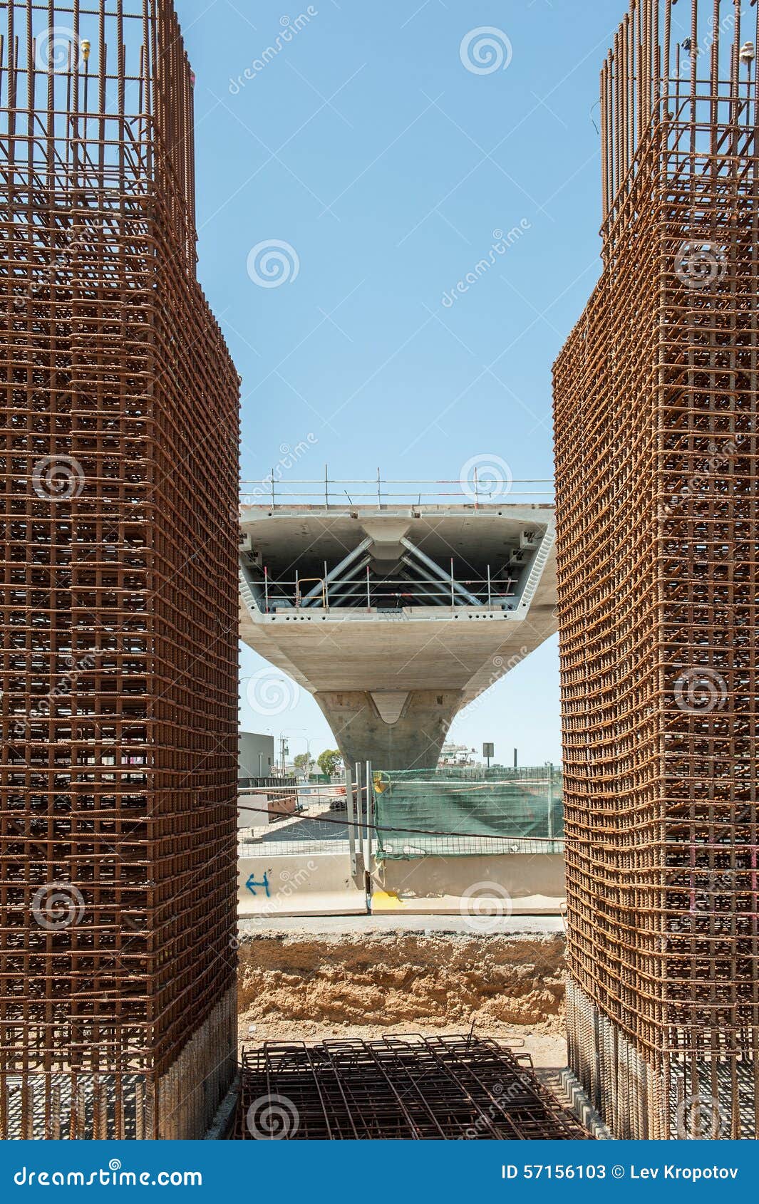 Road under reconstruction stock image. Image of pillar - 57156103
