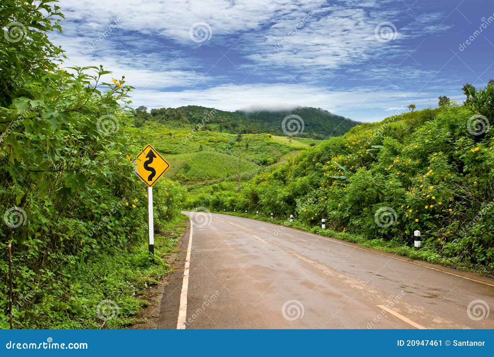 Road up to the hill stock image. Image of symbol, green - 20947461