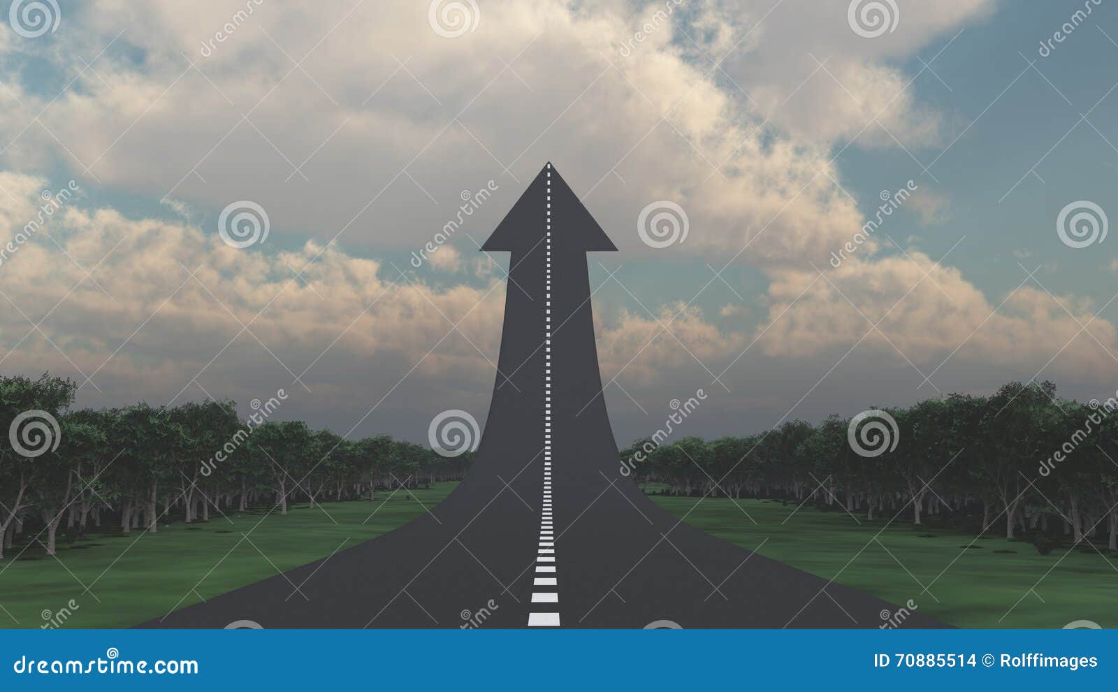 Road with upward arrow stock illustration. Illustration of asphalt ...