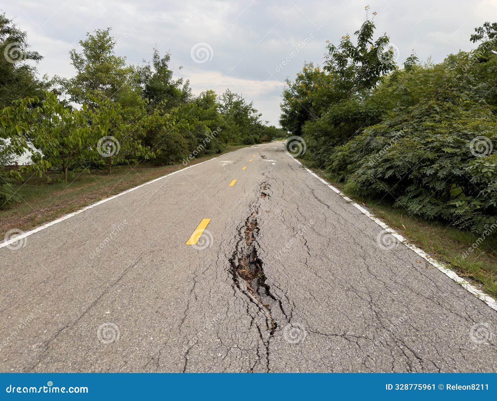Road Used for Jogging in the Park is Damaged Stock Image - Image of ...