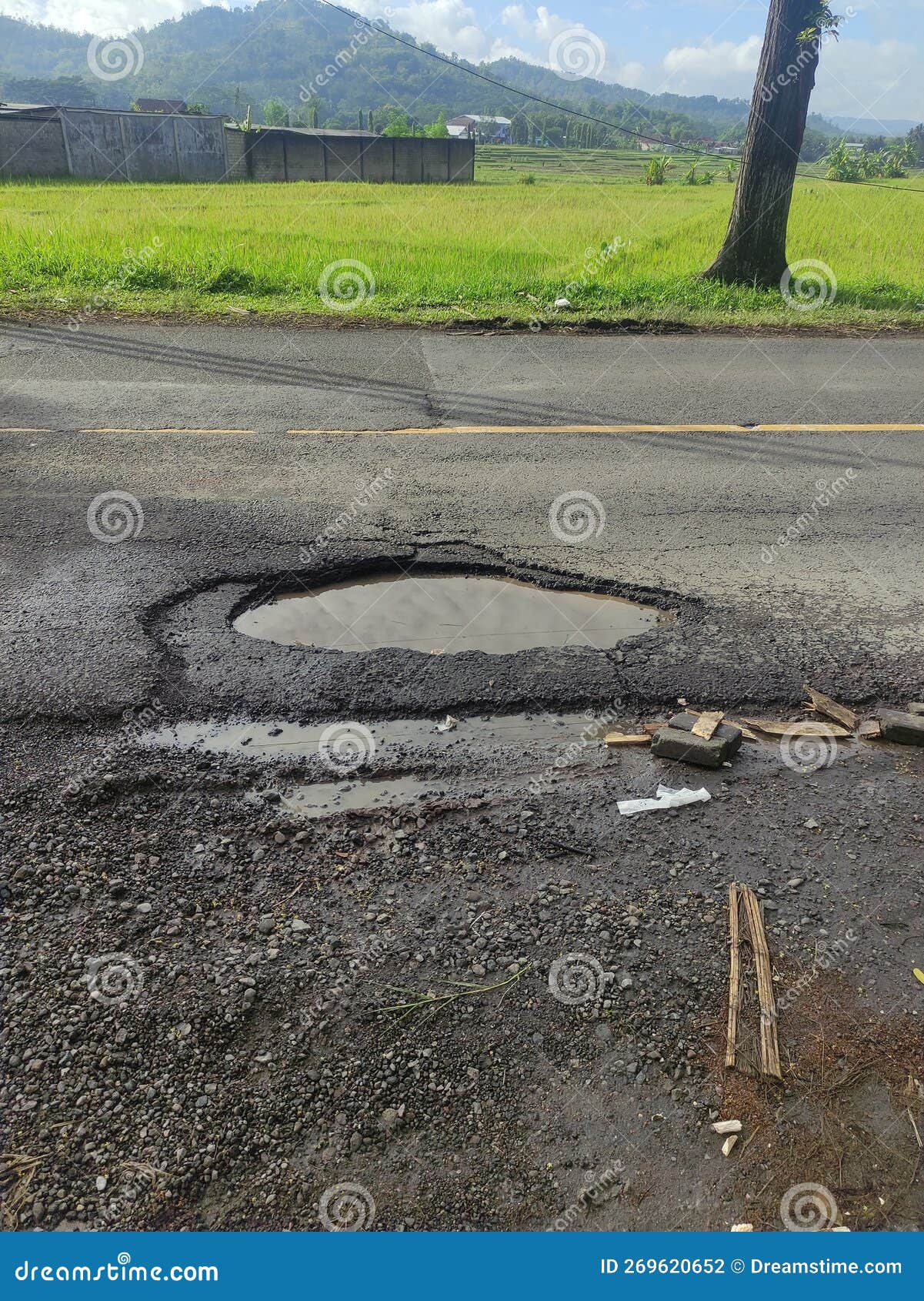 The Road is Very Dangerous and Potholes Stock Photo - Image of potholes ...
