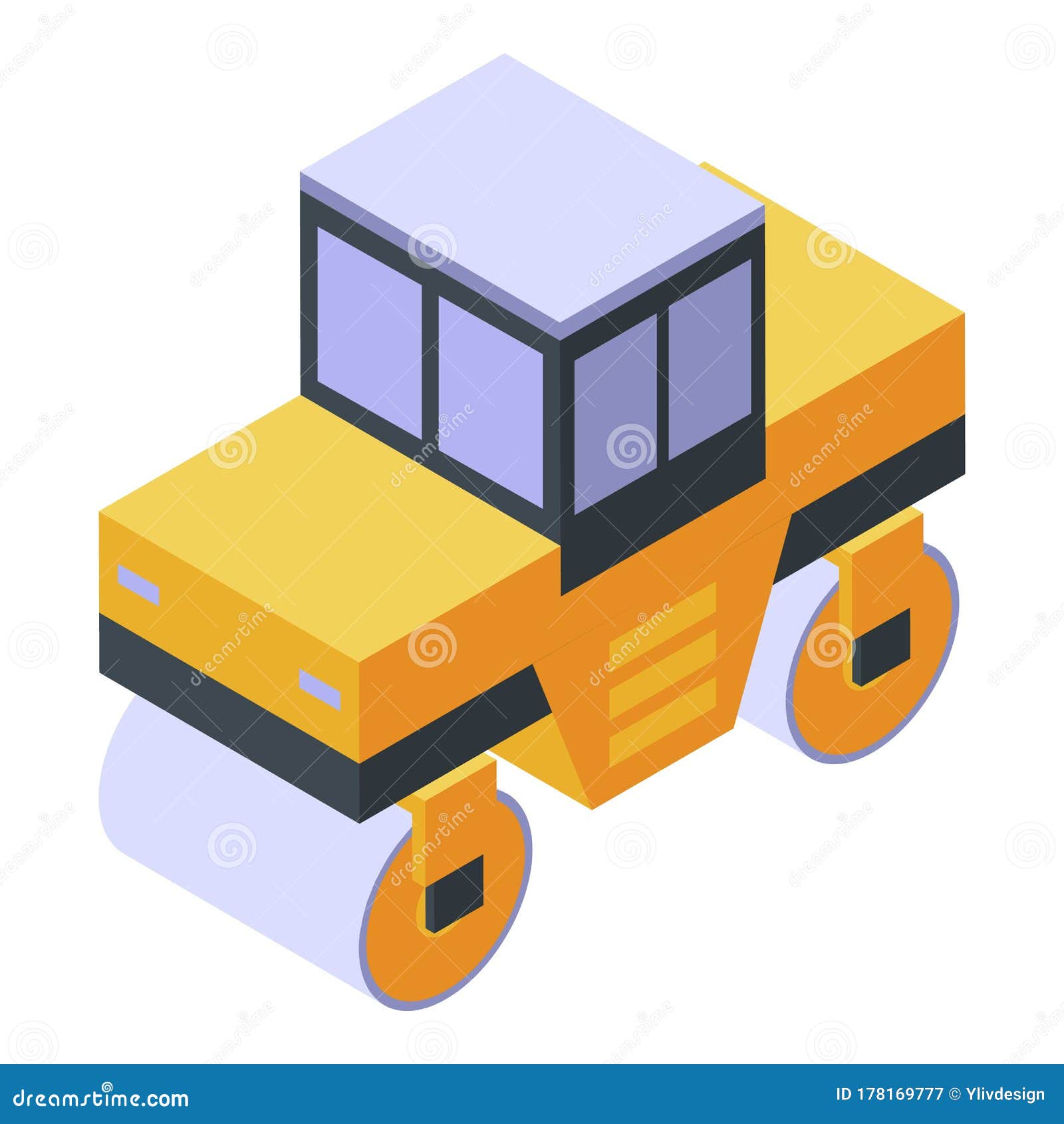 Vibratory Roller In Outline Style. Side, Back And Front View ...