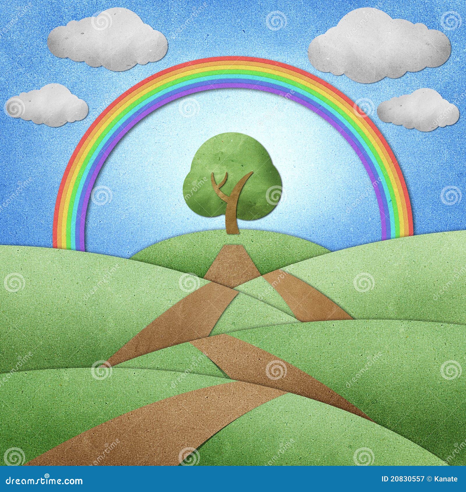 Road View Recycled Paper Craft Stock Illustration - Illustration of ...