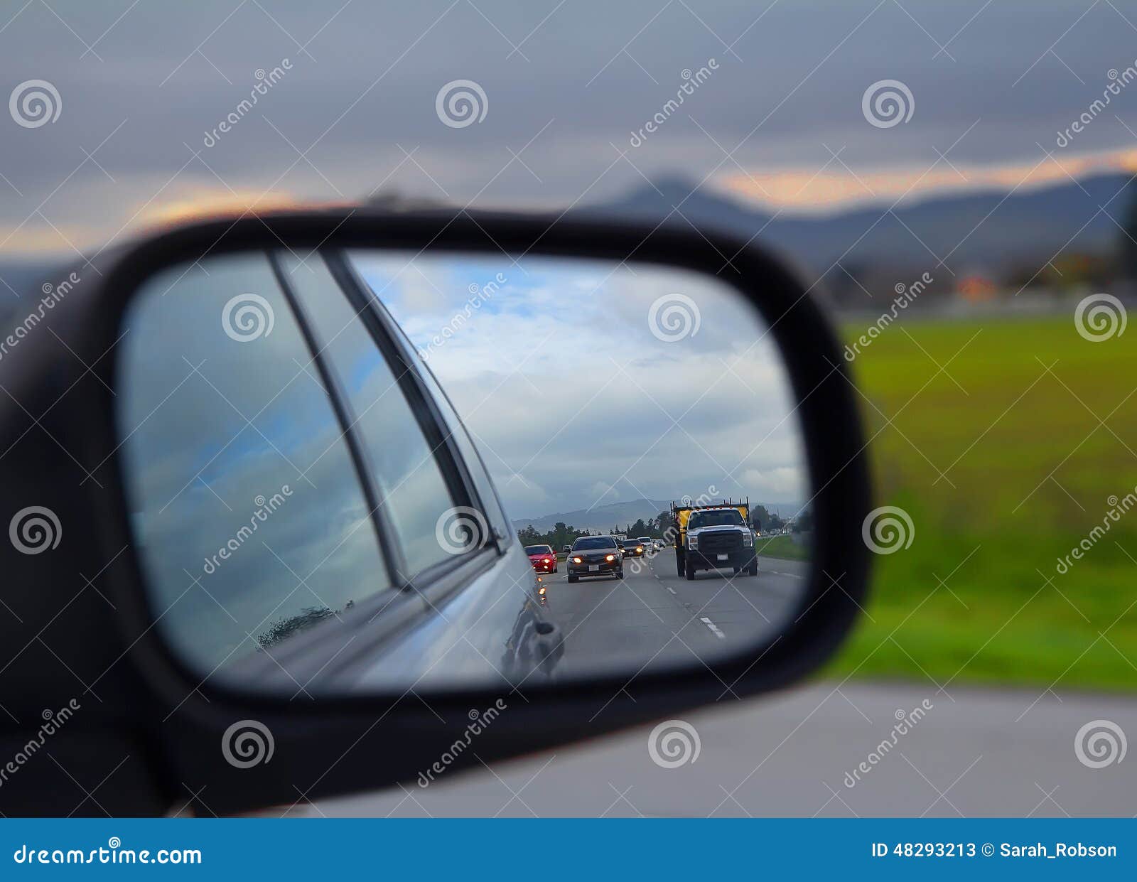Road View in Side Mirror on a Car Stock Image - Image of driving ...