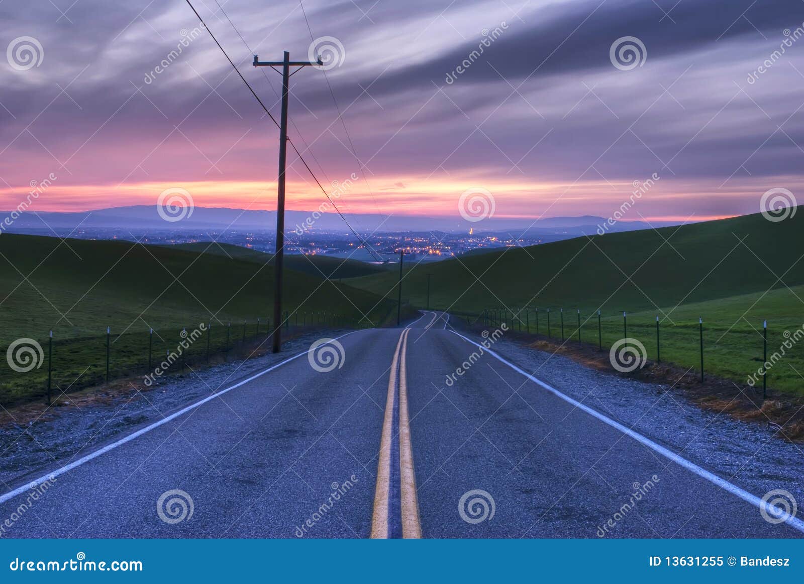 Road view Sunset stock image. Image of city, california - 13631255