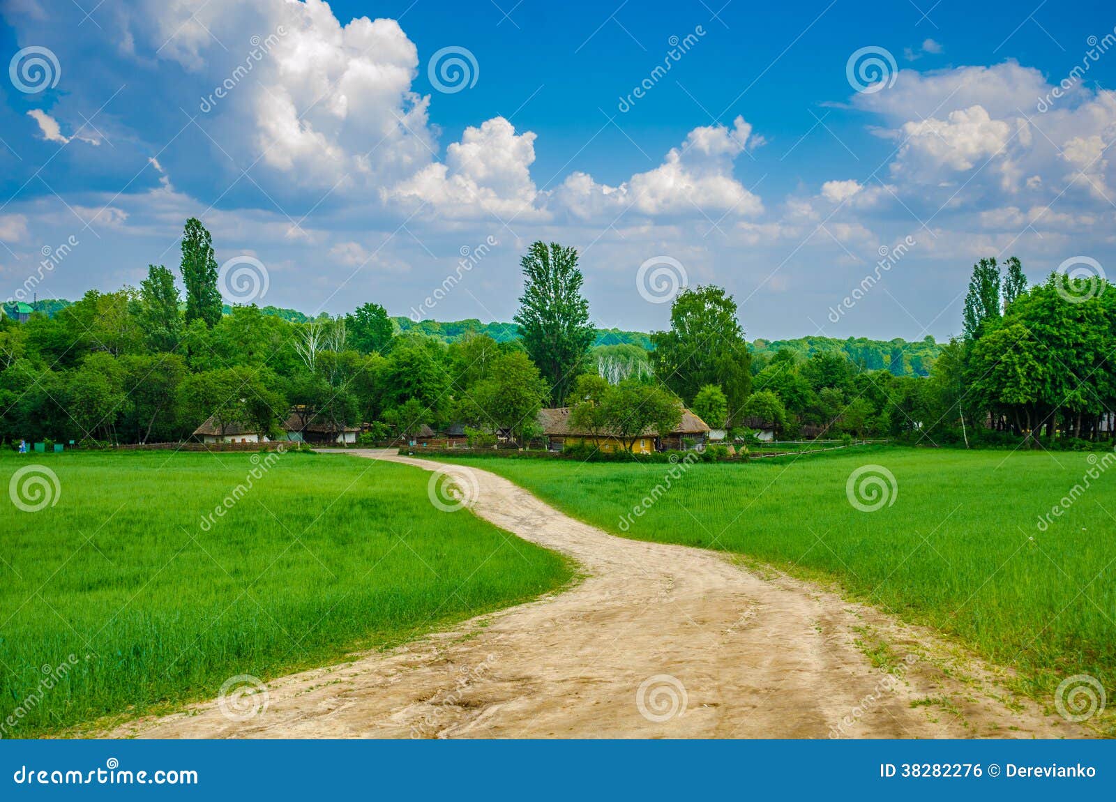 Road in village stock photo. Image of europe, green, field - 38282276
