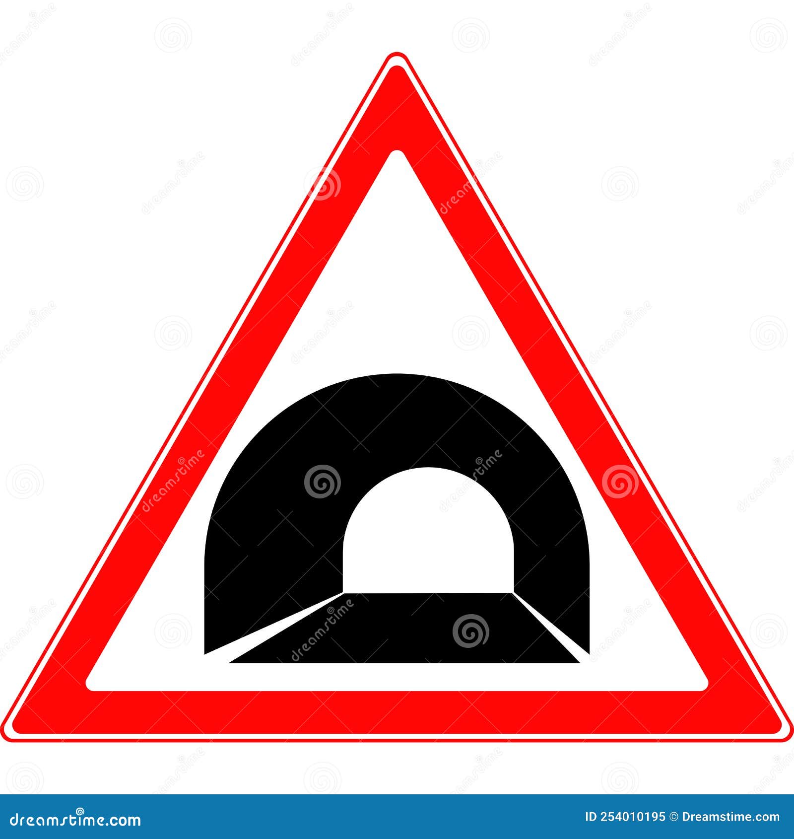 Tunnel Ahead Warning Road Or Traffic Sign. Back View Of A Cornering Or ...
