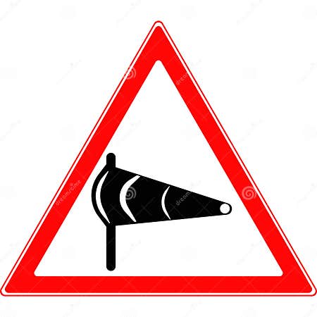 Road Warning Sign. the Sign Cautiously Side Wind Stock Vector ...