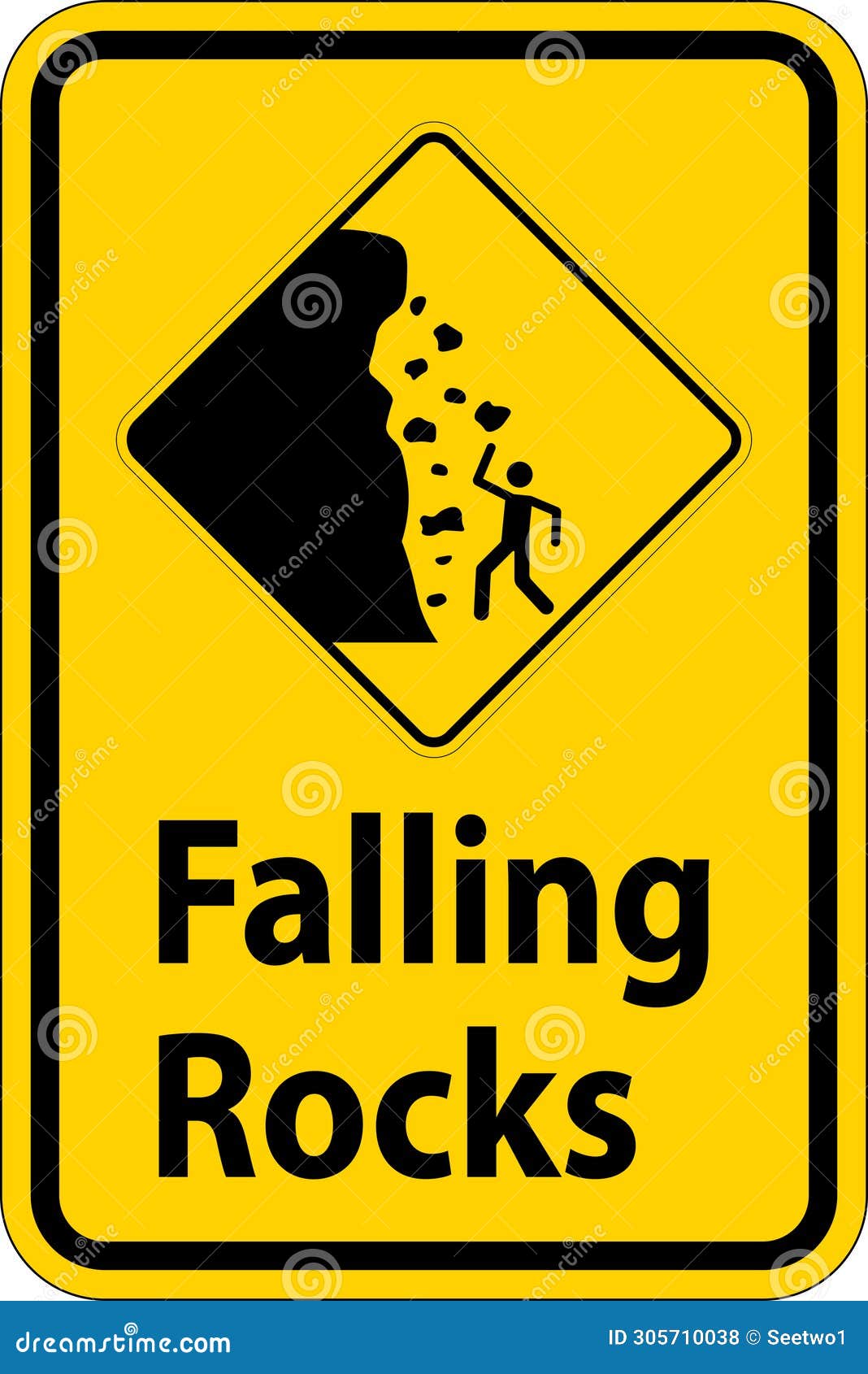 Road Warning Sign, Falling Rocks , Falling Ice Stock Vector ...