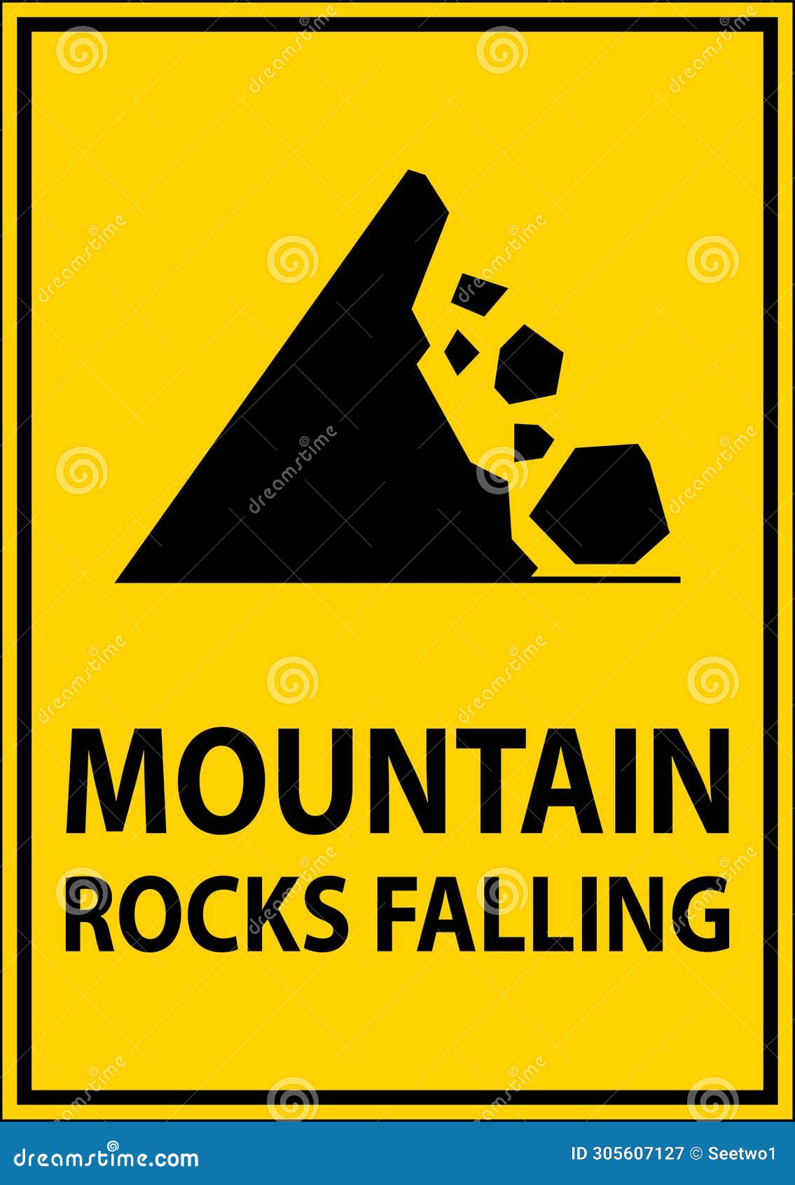 Road Warning Sign, Mountain Rocks Falling Symbol Stock Vector ...