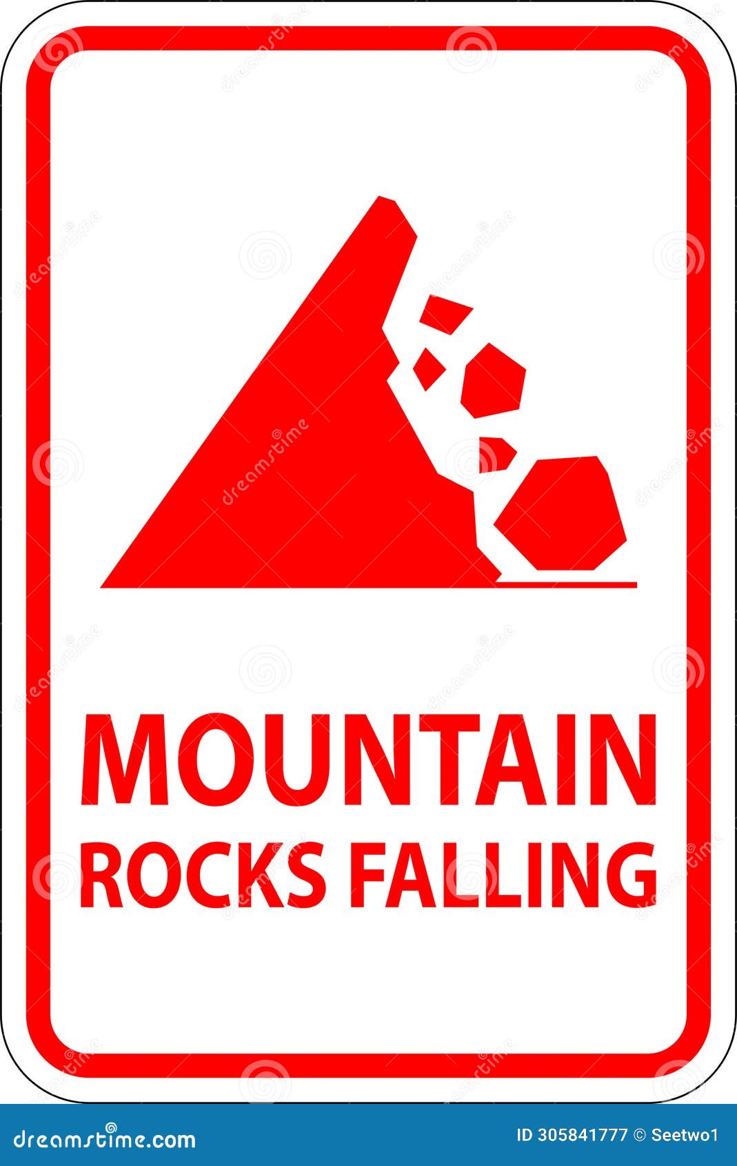 Road Warning Sign, Mountain Rocks Falling Symbol Stock Vector ...