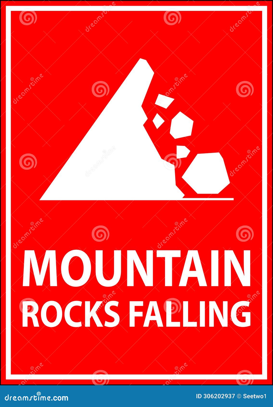 Road Warning Sign, Mountain Rocks Falling Symbol Stock Vector ...