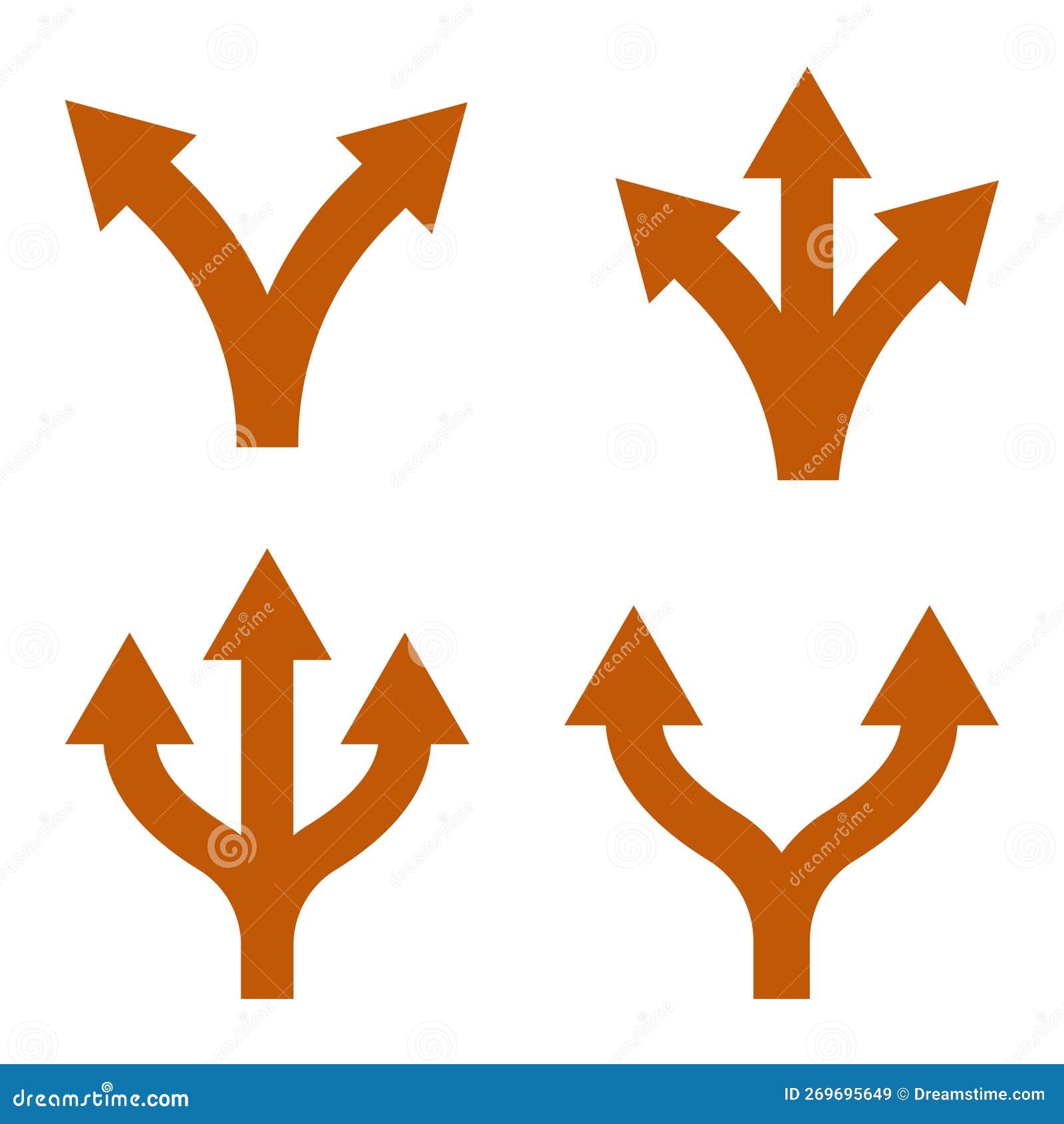 Road Way Arrow Icon Set. Two and Three Way Arrows Stock Vector ...