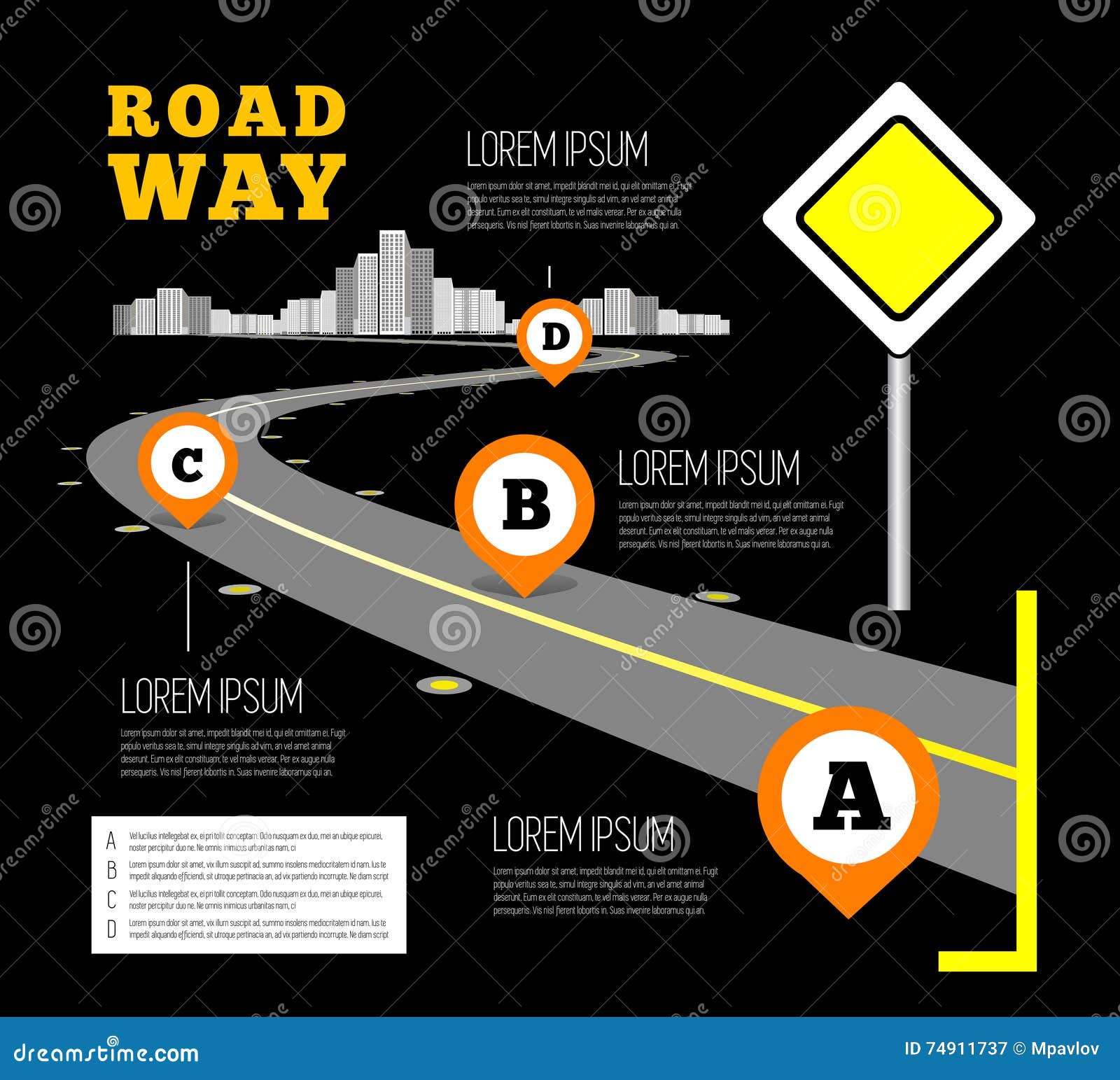 Road Way Design Infographics. Stock Vector - Illustration of sign ...