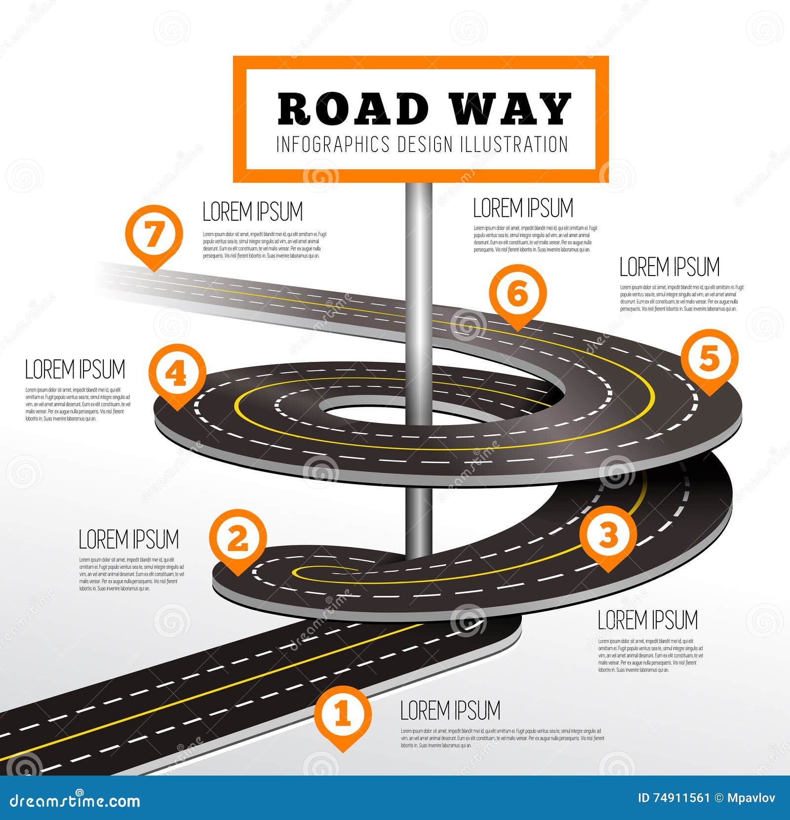 Road Way Design Infographics. Stock Vector - Illustration of ...