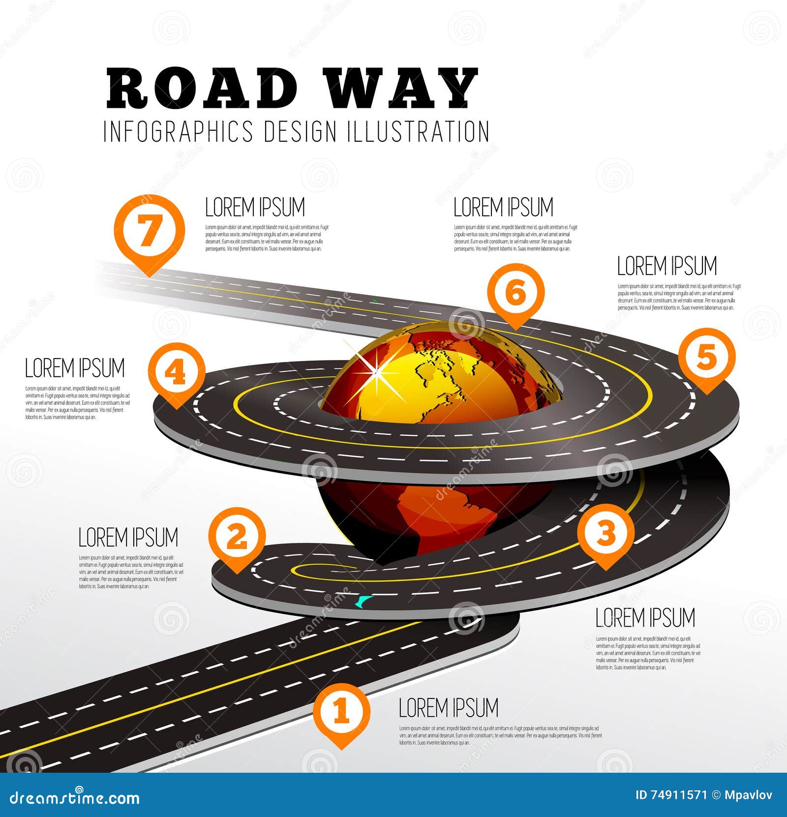 Road Way Design Infographics. Stock Vector - Illustration of background ...