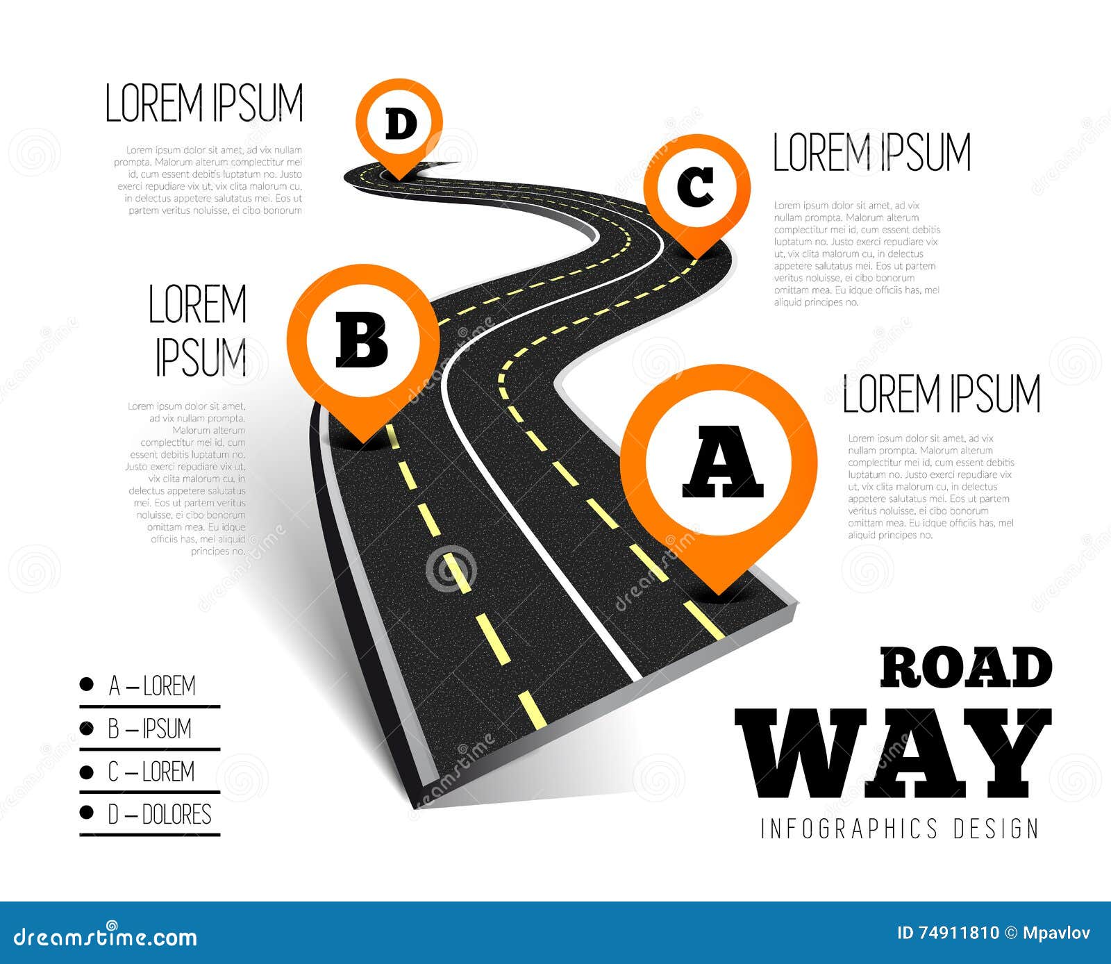 Road Way Design Infographics. Stock Vector - Illustration of creative ...