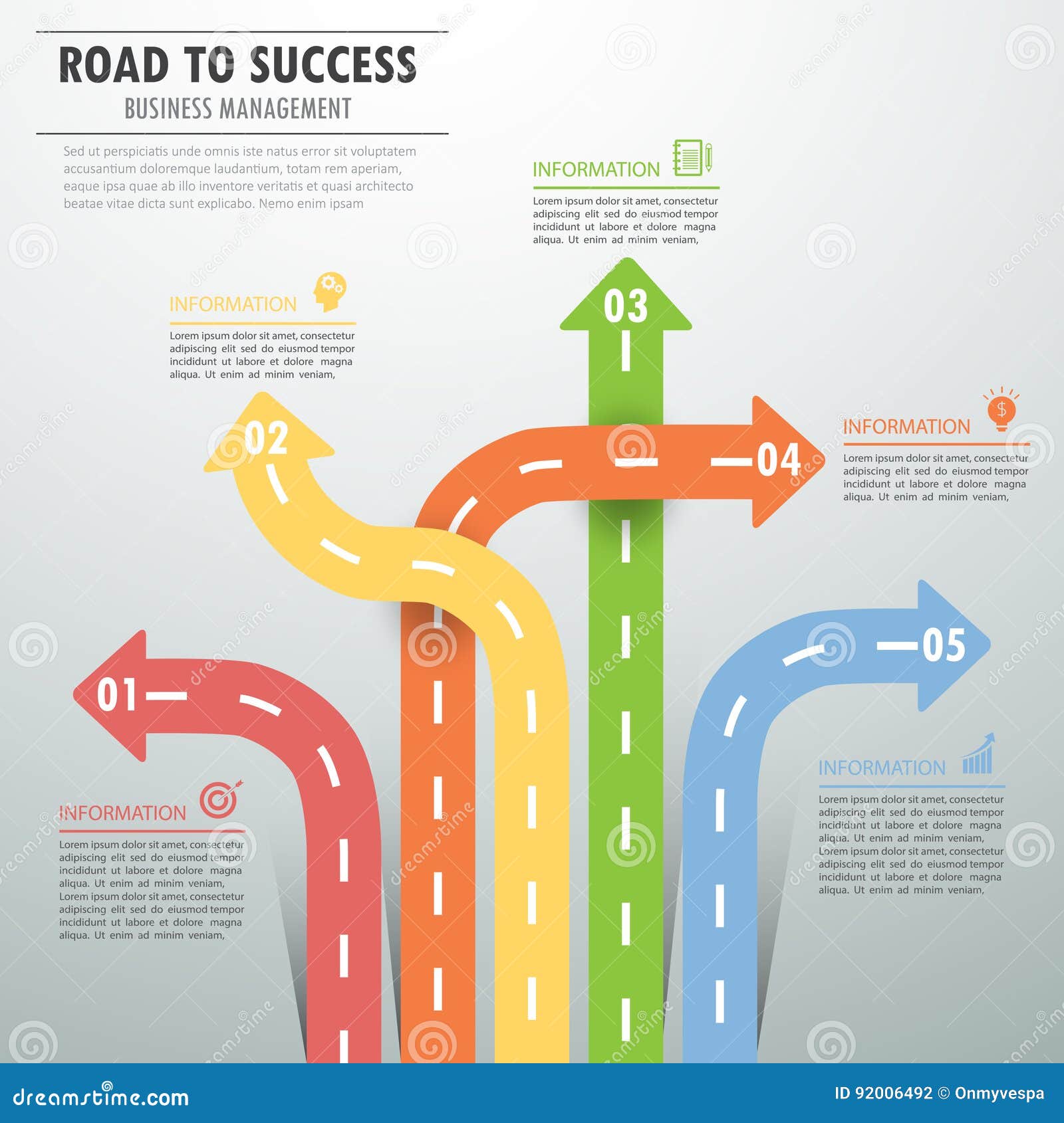 Road Way Infographic Template 5 Options. Can Be Used for Workflow ...