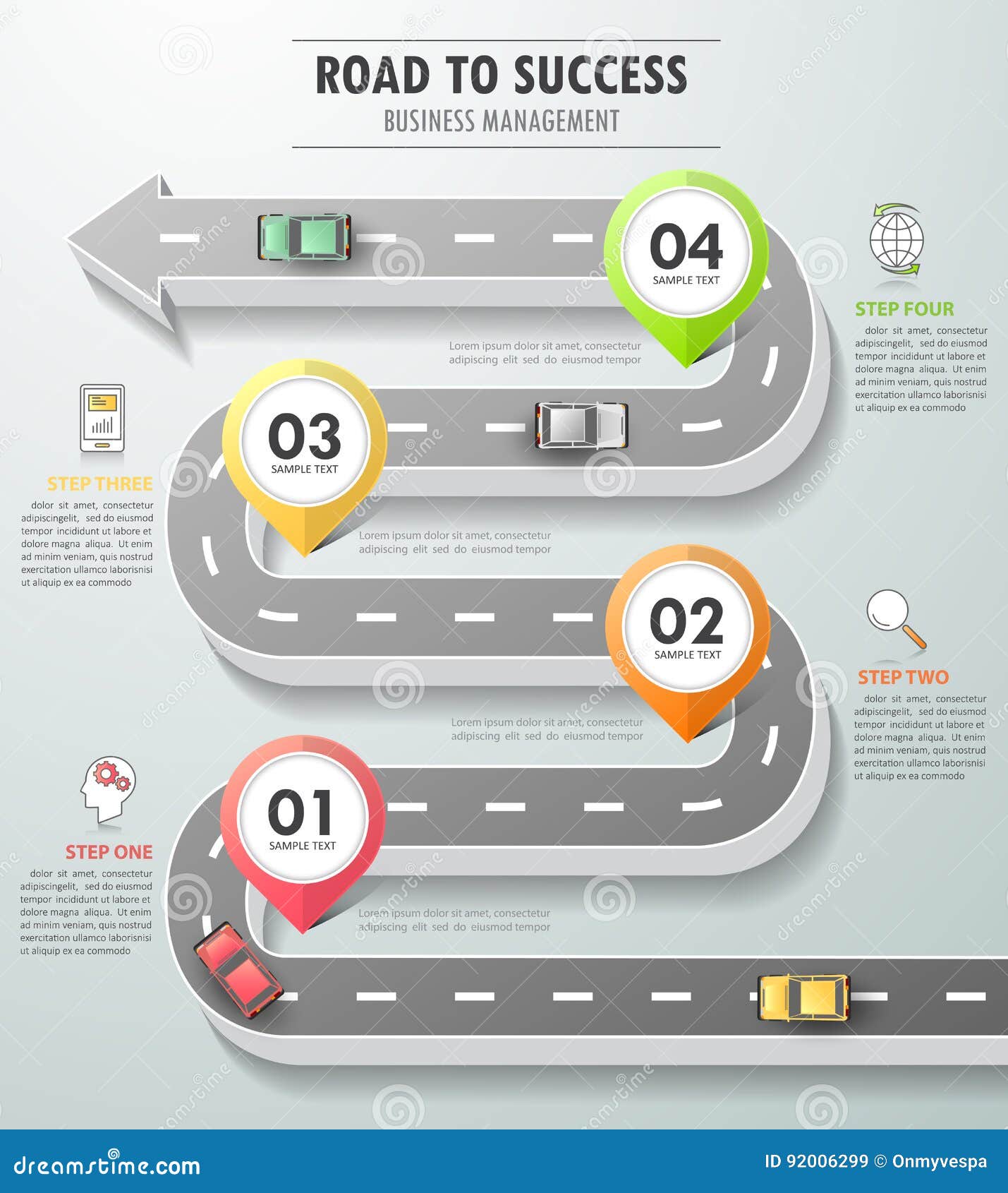 Road Way Infographic Template 4 Options. Stock Vector - Illustration of ...