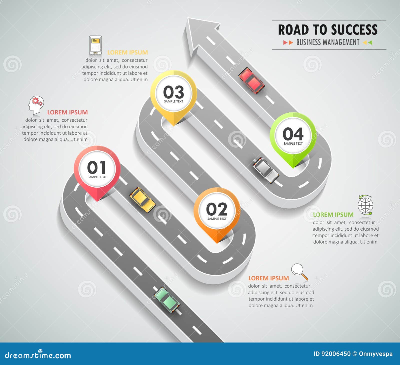 Road Way Infographic Template 4 Options. Stock Vector - Illustration of ...