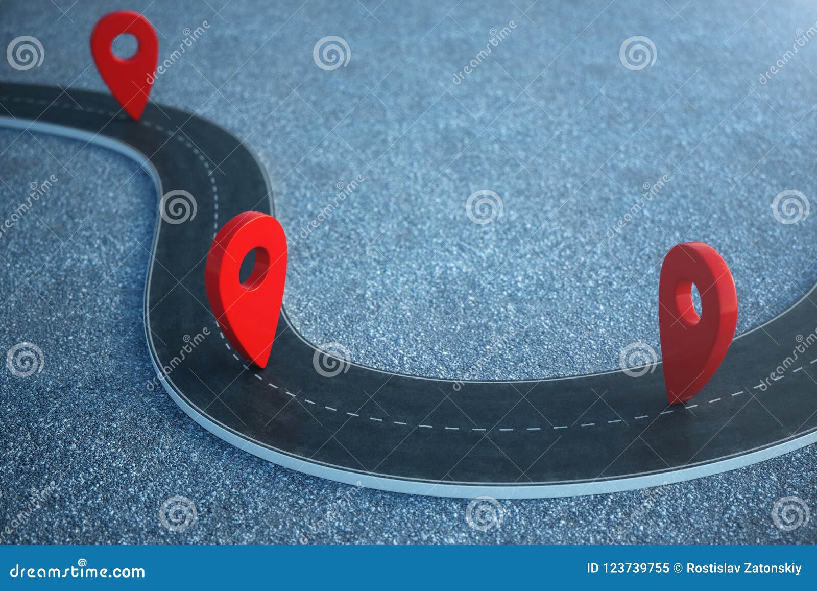 Road Way Location Infographic with Pin Pointers. Road Way with Red ...