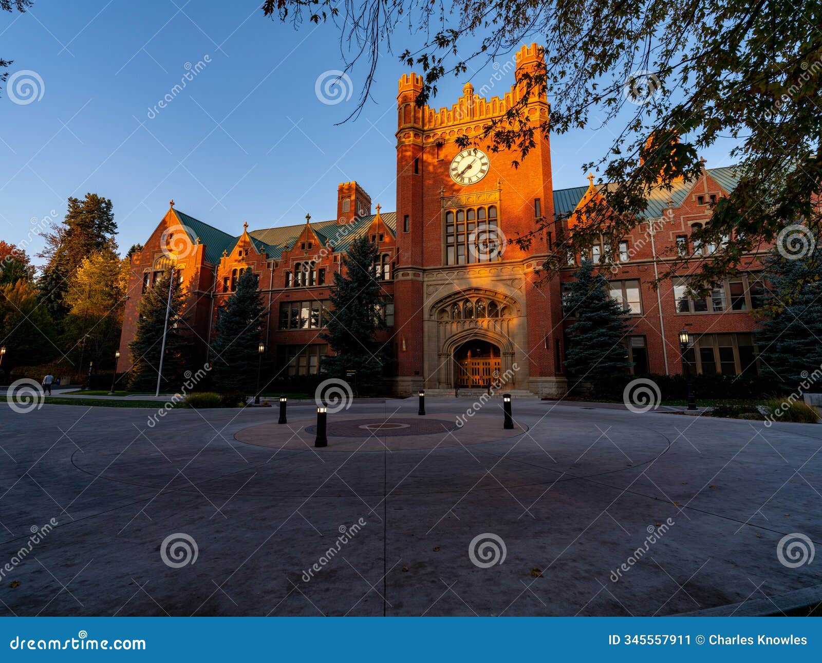 Road Way before a University Admin Building Stock Image - Image of fall ...