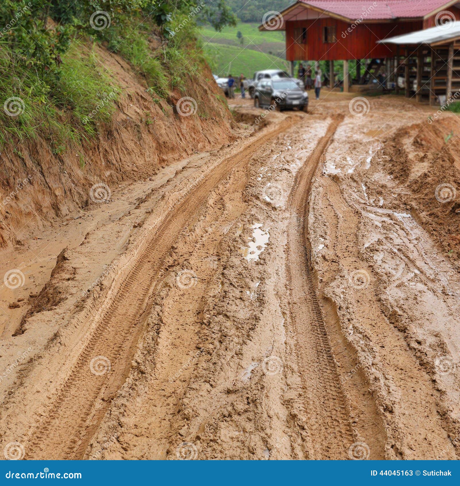 Road wet muddy stock image. Image of puddle, field, country - 44045163