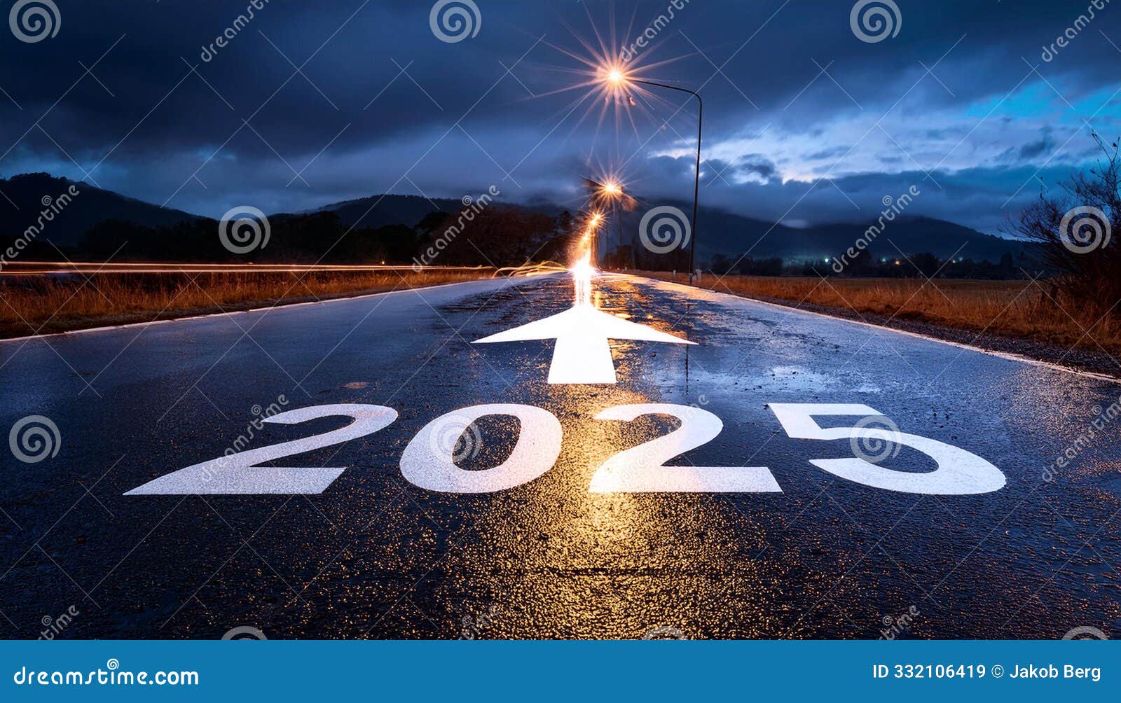 Road with a White Arrow Indicating Directions. Stock Image - Image of ...