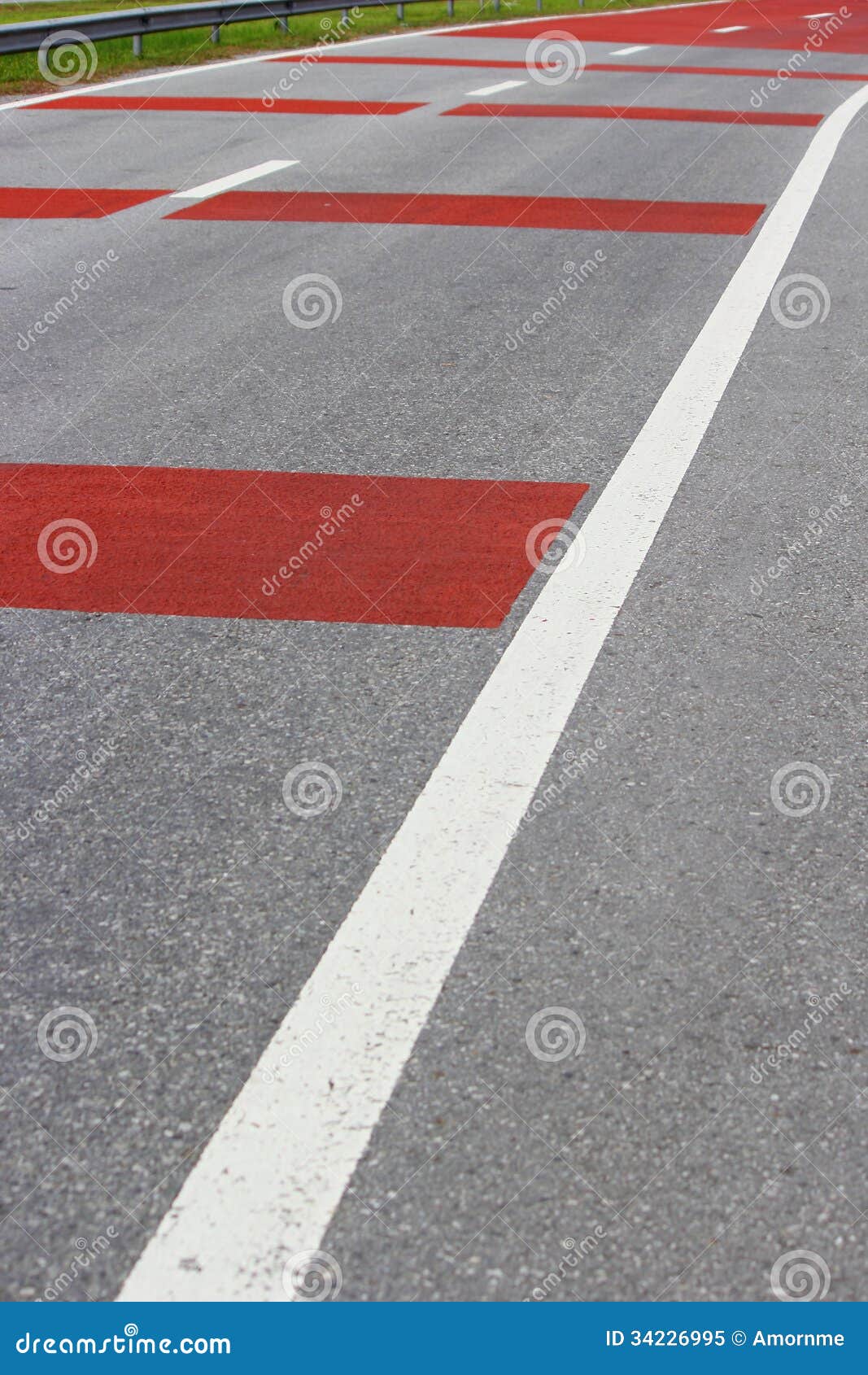 Road with White and Red Lines Stock Image - Image of highway, closeup ...