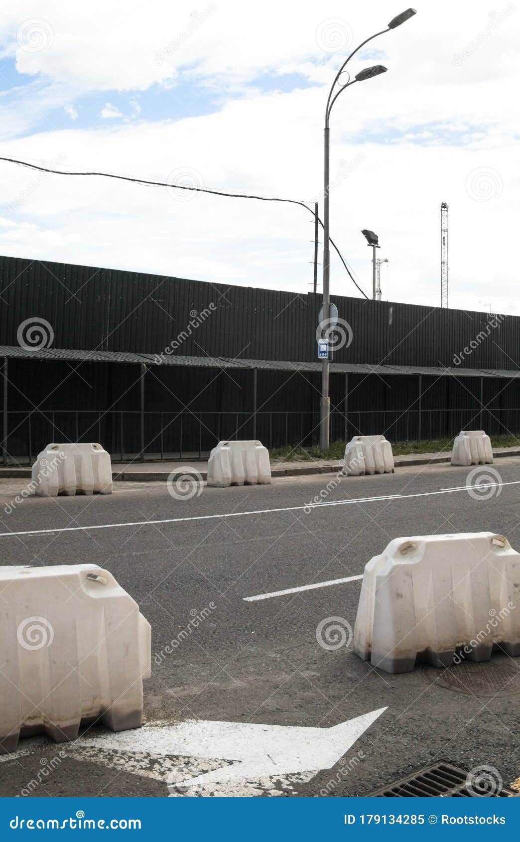 The Road. White Safety Barriers Along the Road Stock Image - Image of ...