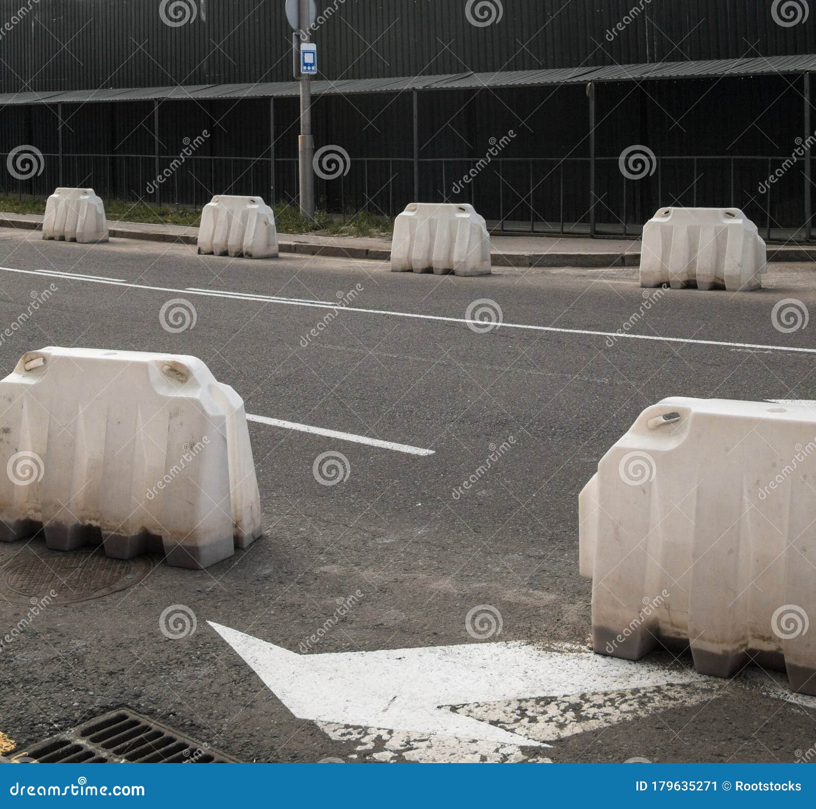 The Road. White Safety Barriers Along the Road Stock Image - Image of ...