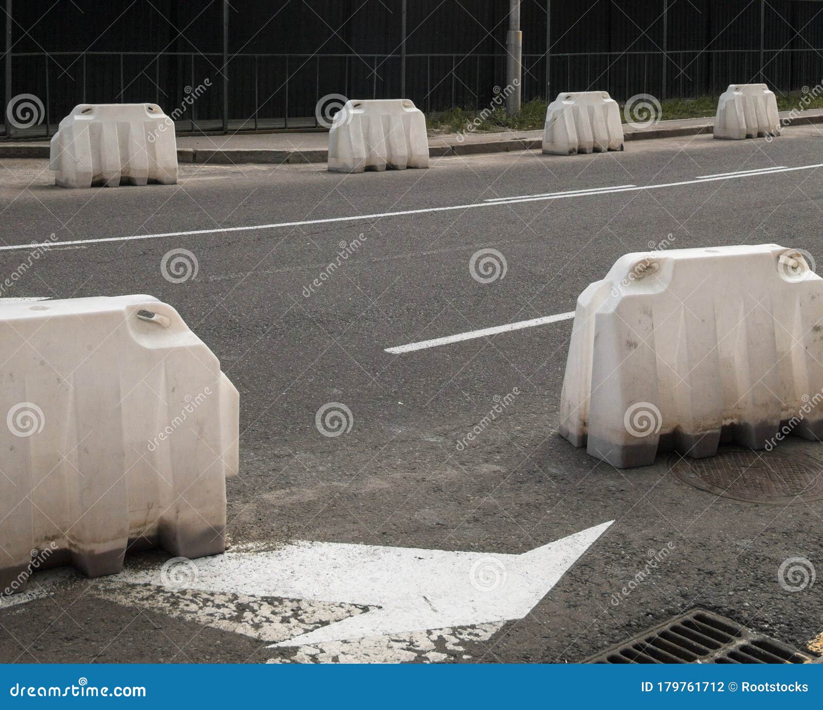 The Road. White Safety Barriers Along the Road Stock Photo - Image of ...