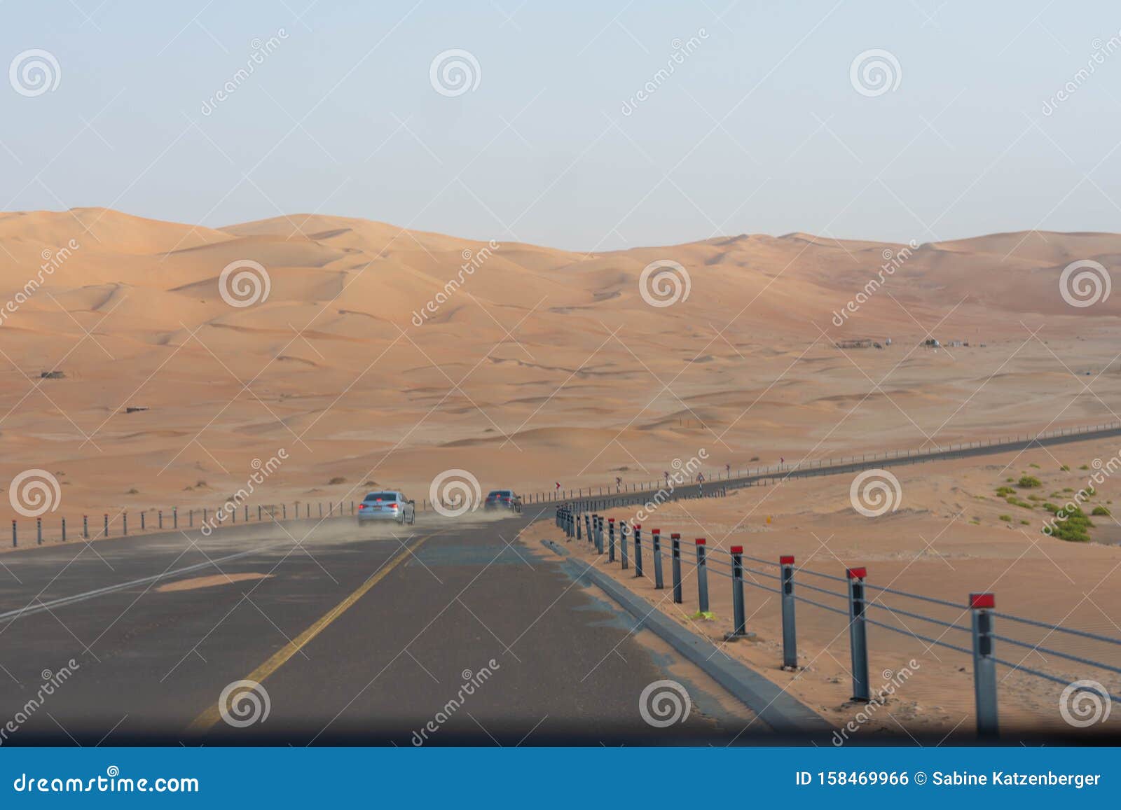 Road through the Arabic Sand Desert Stock Photo - Image of hill, dune ...