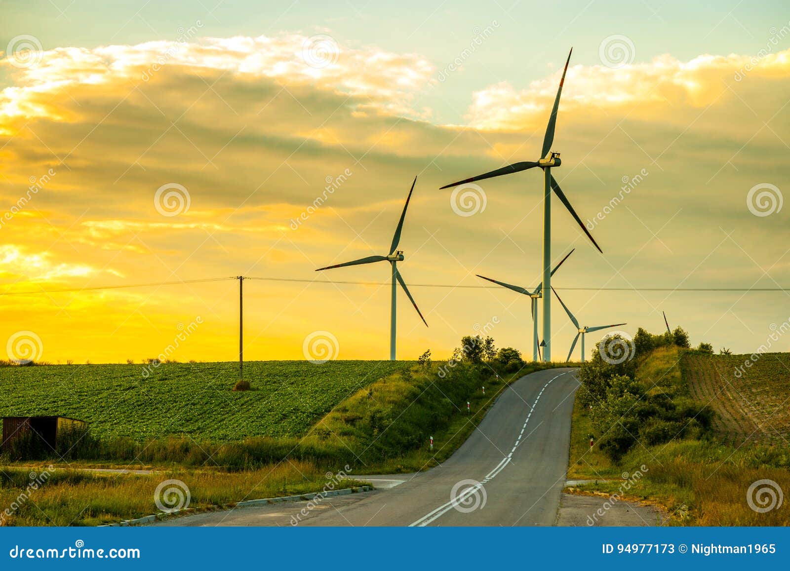 Road and Wind Power stock image. Image of cloud, propeller - 94977173
