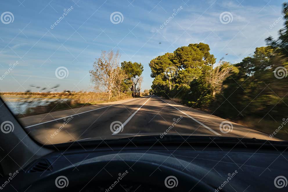 The Road through the Windshield Stock Image - Image of panel, traffic ...
