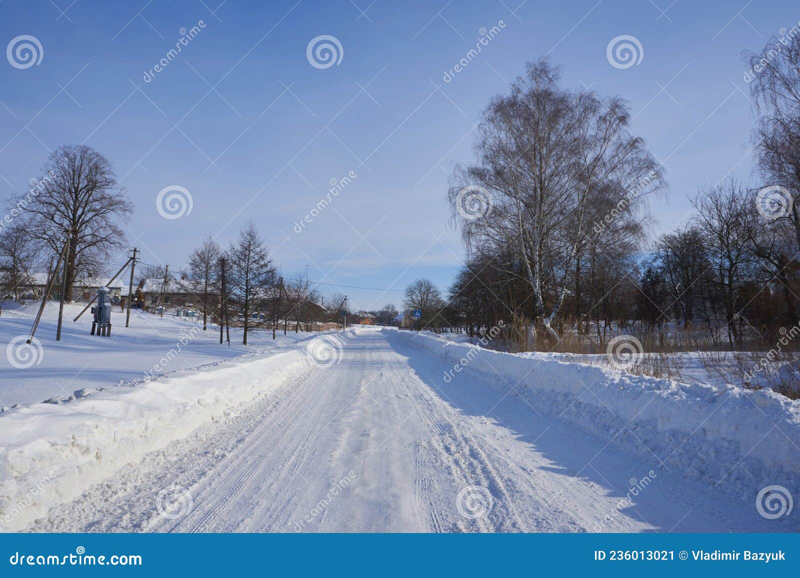 Road in Winter,cleared Road in Winter in the Village from the Snow ...