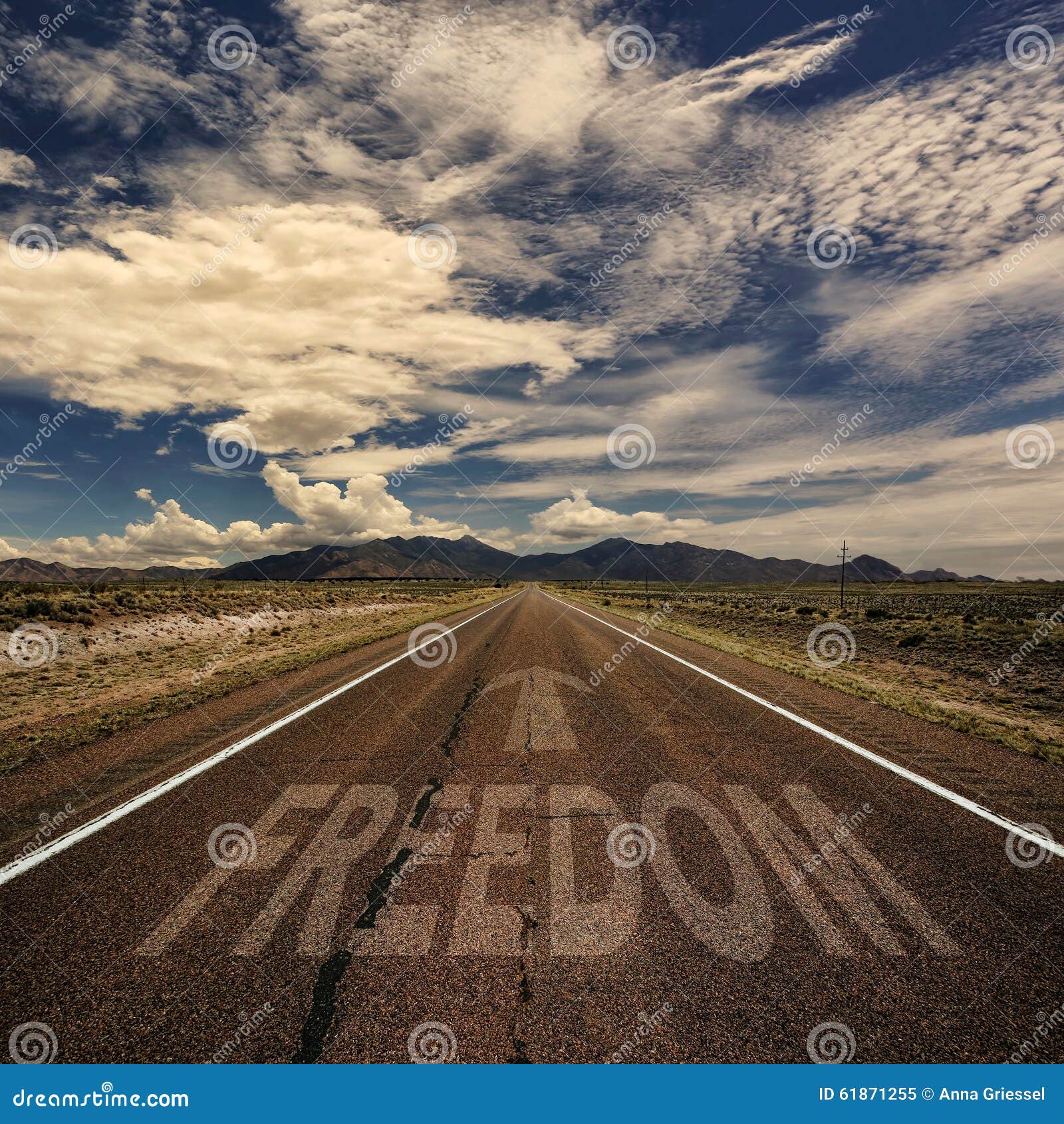Road with the Word Freedom stock image. Image of drive - 61871255
