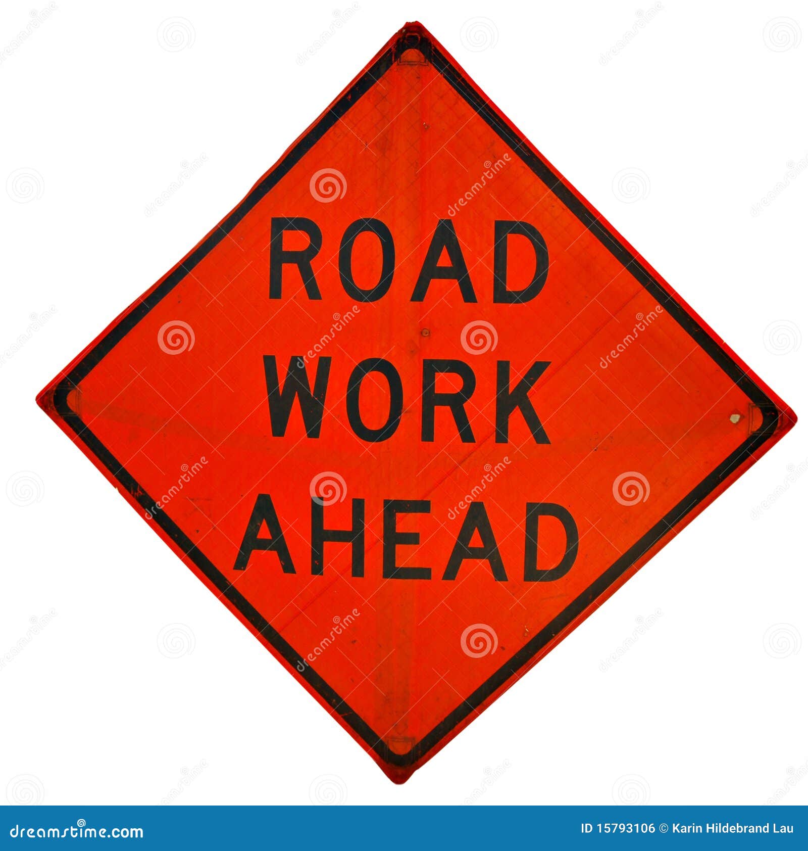 Work Ahead Street Reconstruction Site With Sign And Fence As Road ...