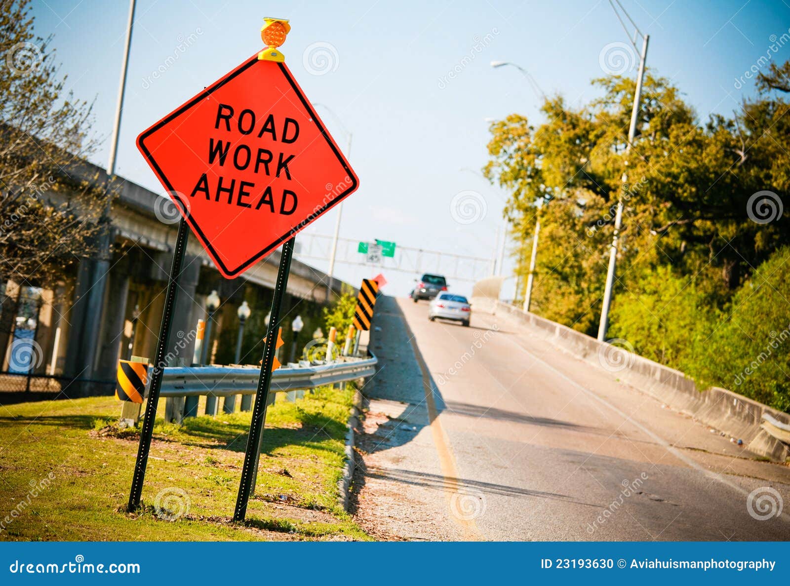 Road Work Ahead stock photo. Image of hazard, highway - 23193630