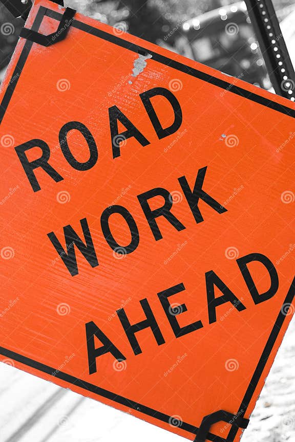 Road Work Ahead stock image. Image of late, road, highway - 6984749