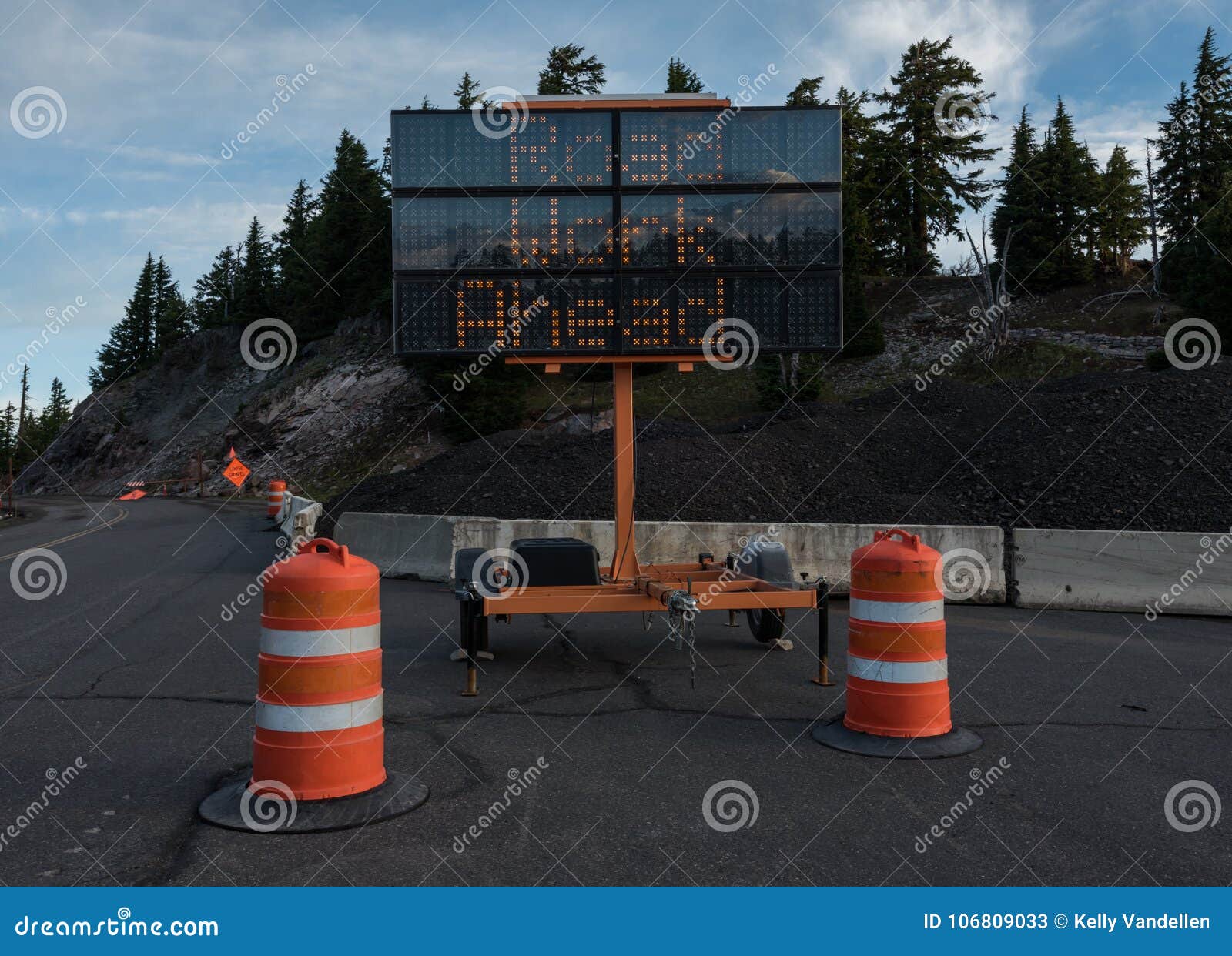 Road Work Ahead Construction Sign Stock Image - Image of orange, lake ...