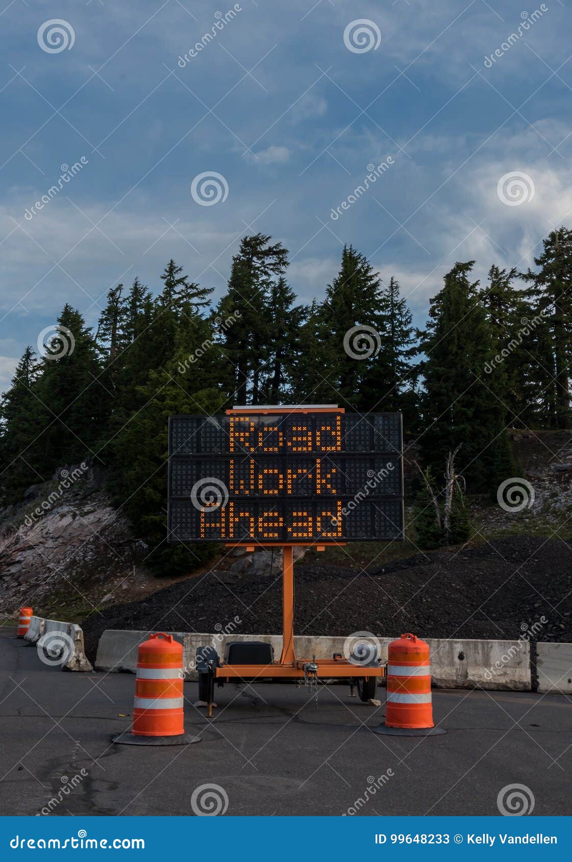 Construction Sign With Yellow Orange Siren Light Rotary Warning Light ...