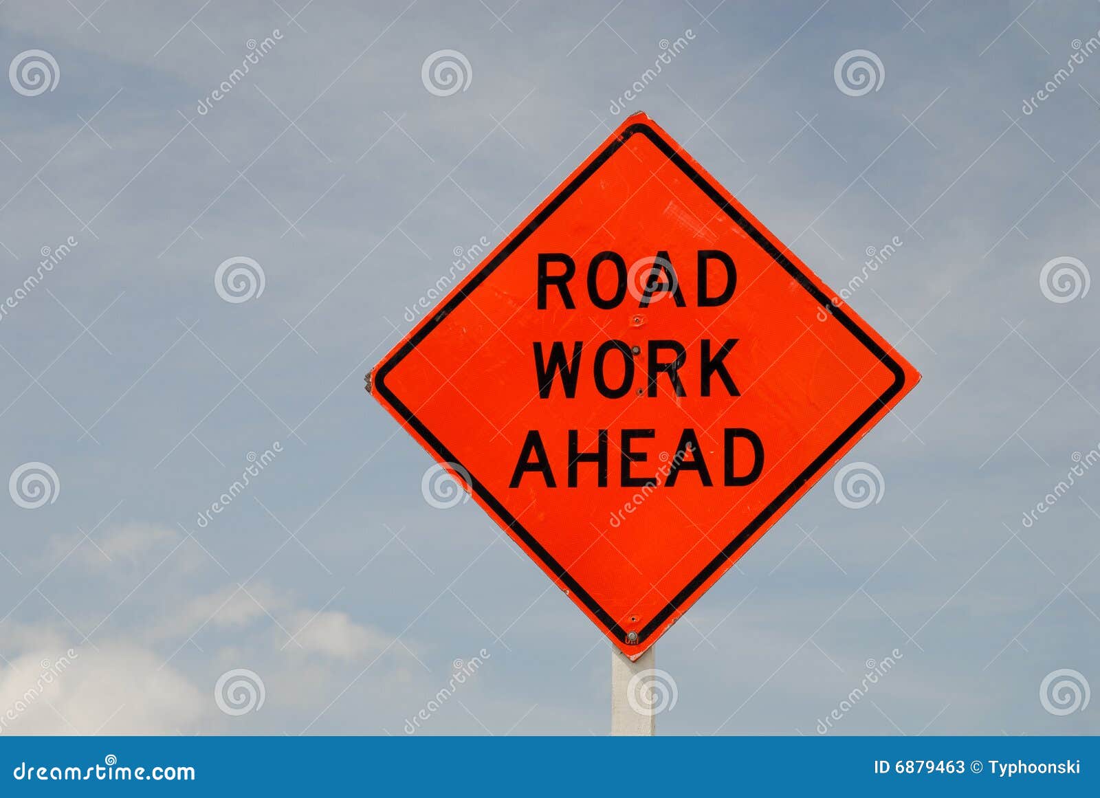Road work ahead sign stock image. Image of zone, horizontal - 6879463