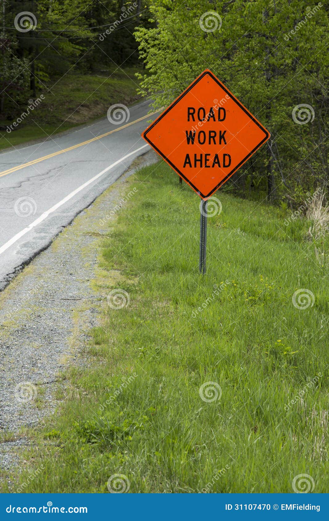 Road Work Ahead Sign stock photo. Image of pavement, road - 31107470