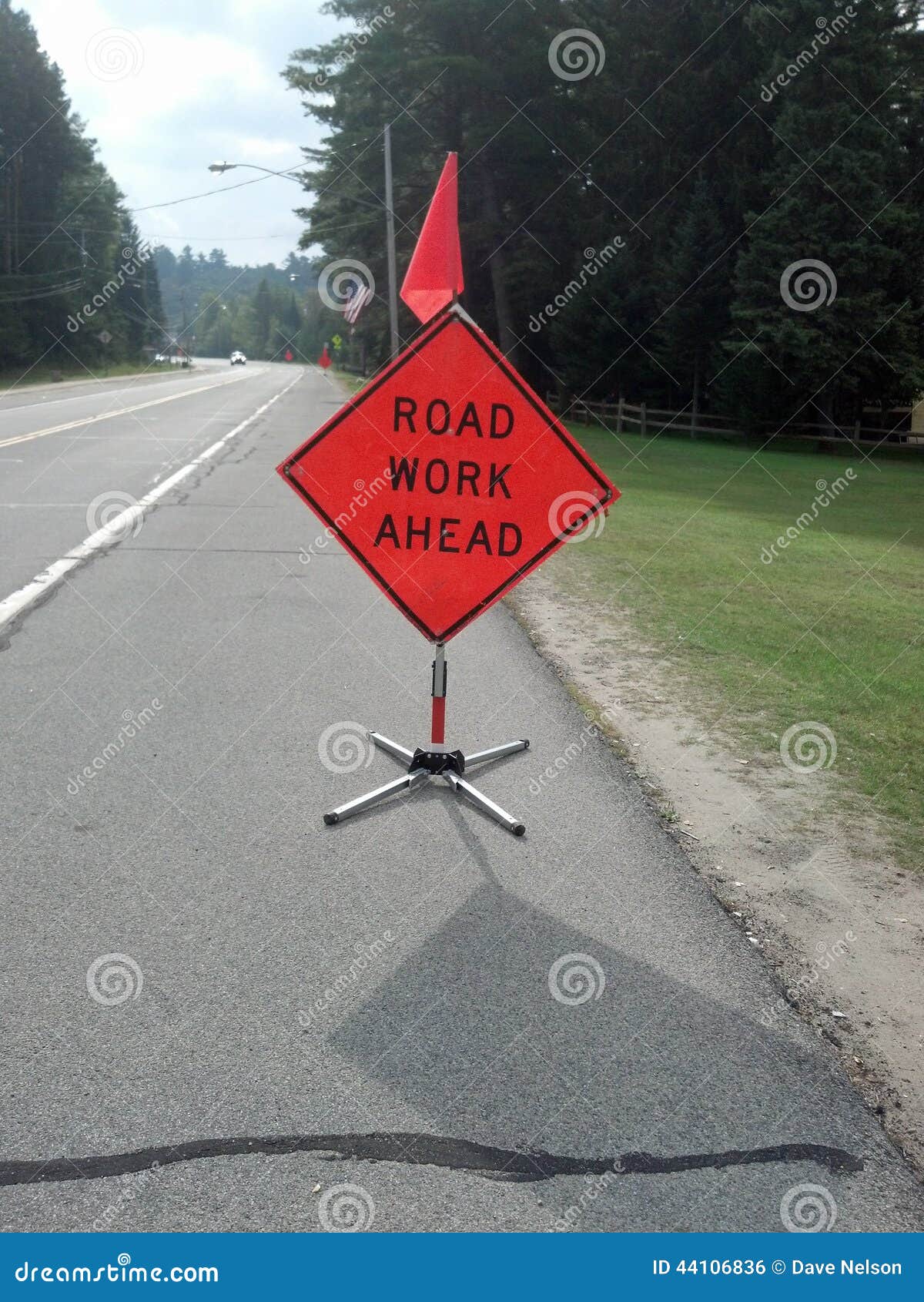 Road work ahead sign stock photo. Image of grass, highway - 44106836