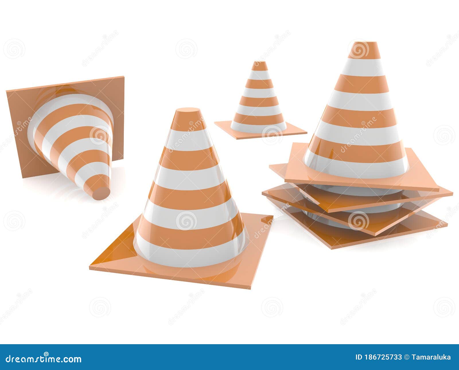 Road work cones on a white stock illustration. Illustration of work ...