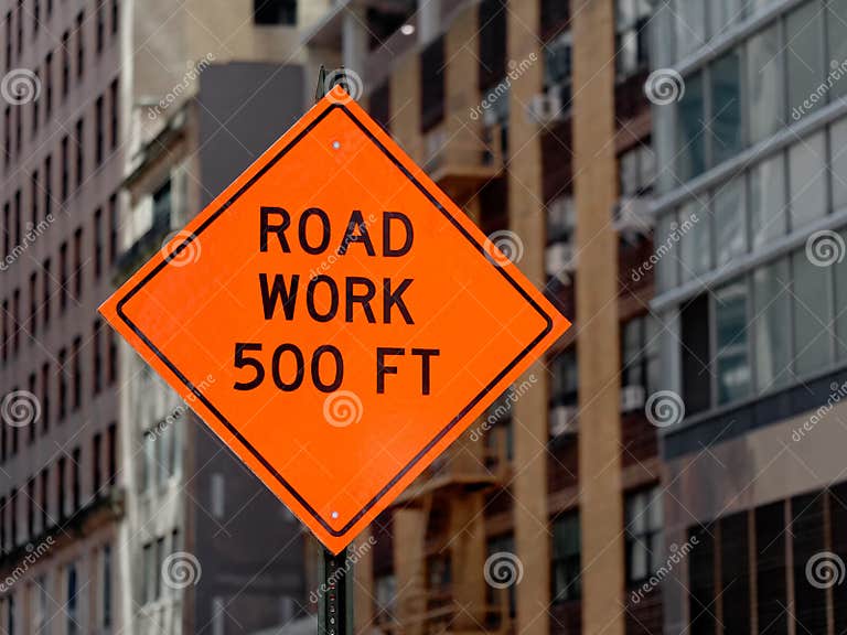 Road Work 500 ft sign stock image. Image of direction - 120394017