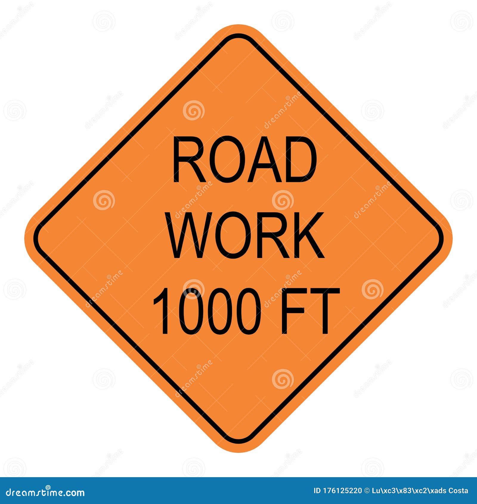 Road Work 1000 FT Sign stock vector. Illustration of alert - 176125220