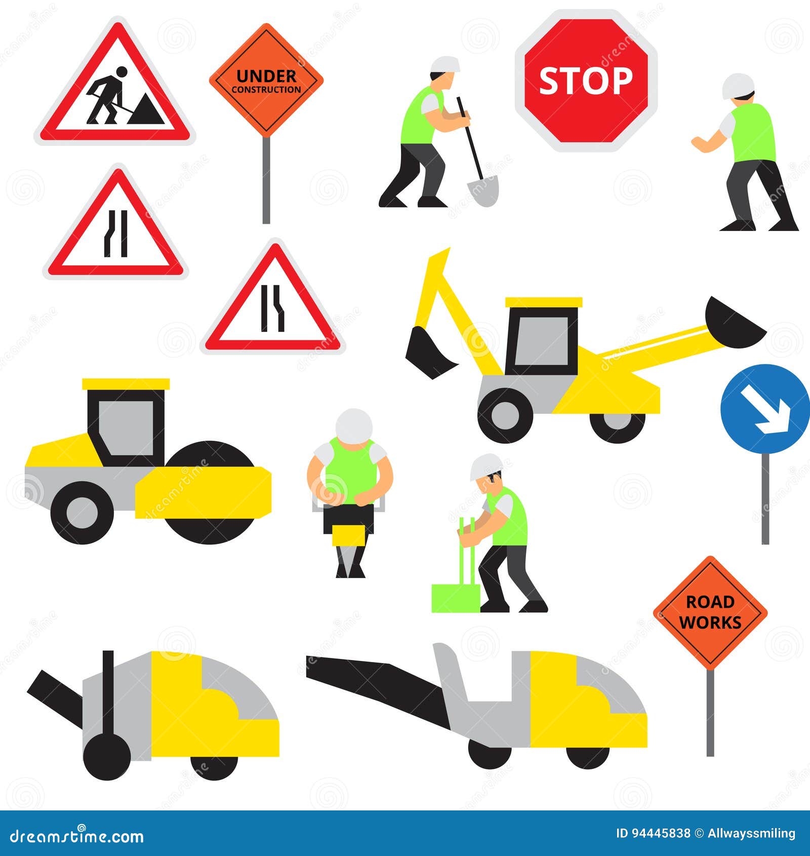 Road Work Icons or Artworks Elements Set Stock Vector - Illustration of ...